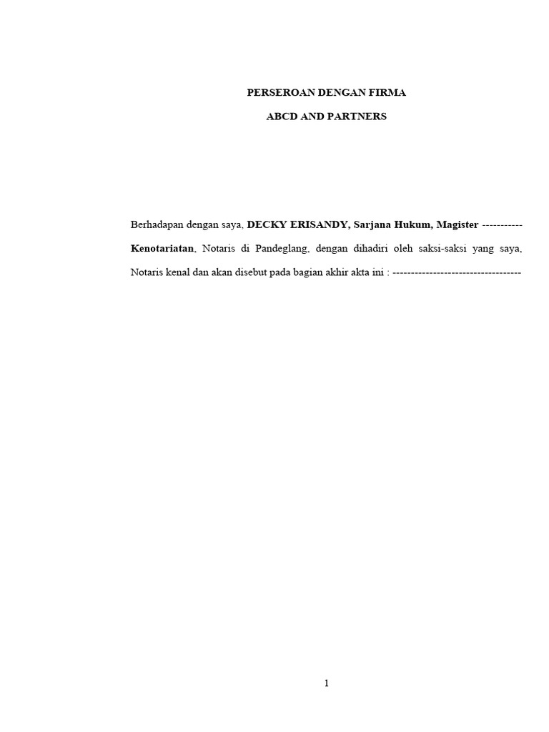 Akta Pendirian Firma Hukum ABCD | PDF