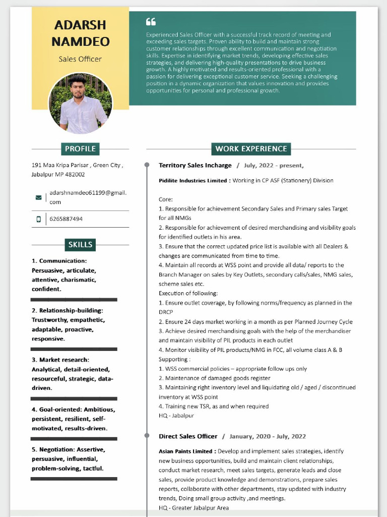 Naukri Adarshnamdeo (6y 0m) | PDF