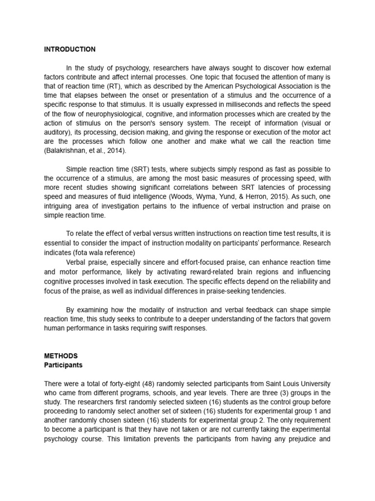Experiment Perception Finals | PDF | Mental Chronometry | Experiment