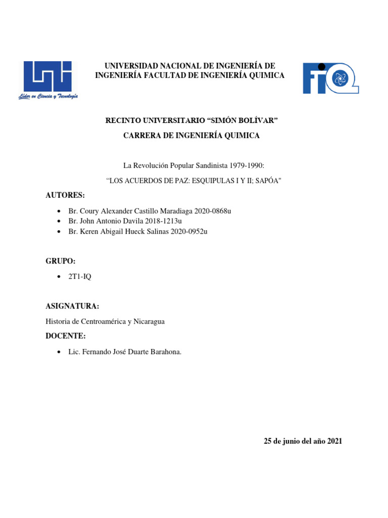 Esquipulas I y II Sapoa | PDF | Frente Sandinista de Liberación ...