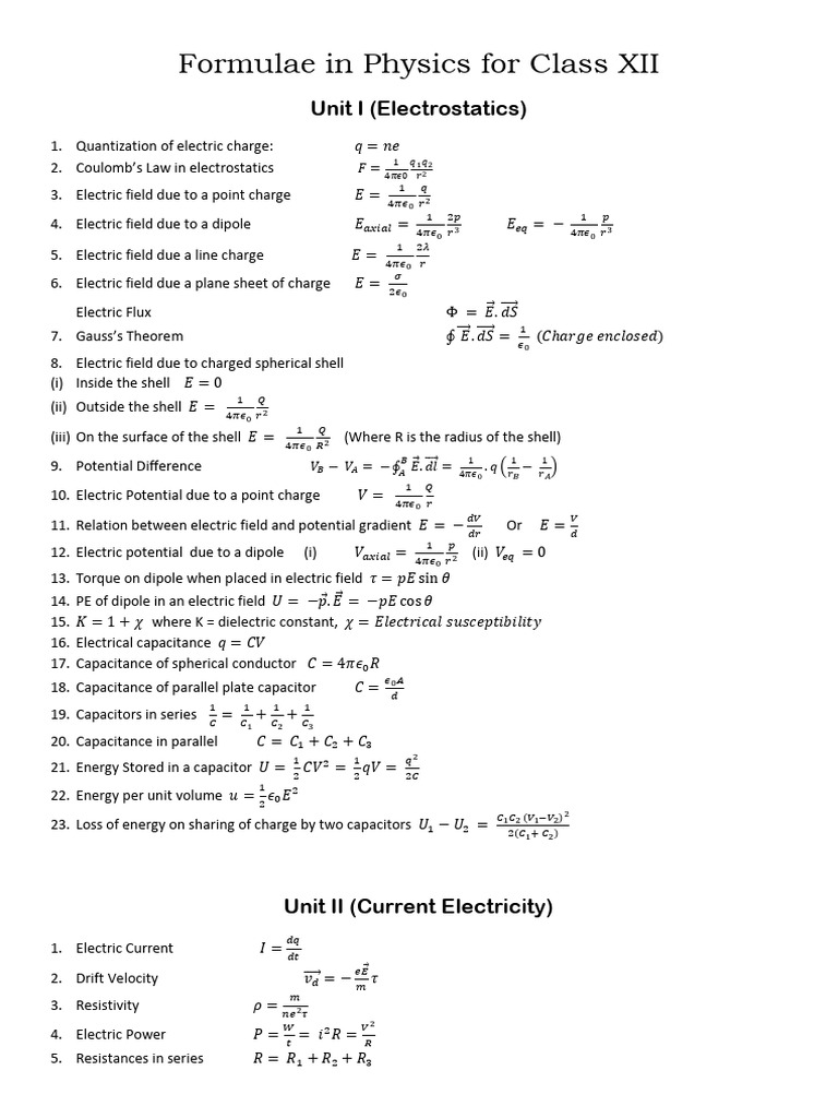 Formulae XII Phy | Download Free PDF | Inductor | Inductance