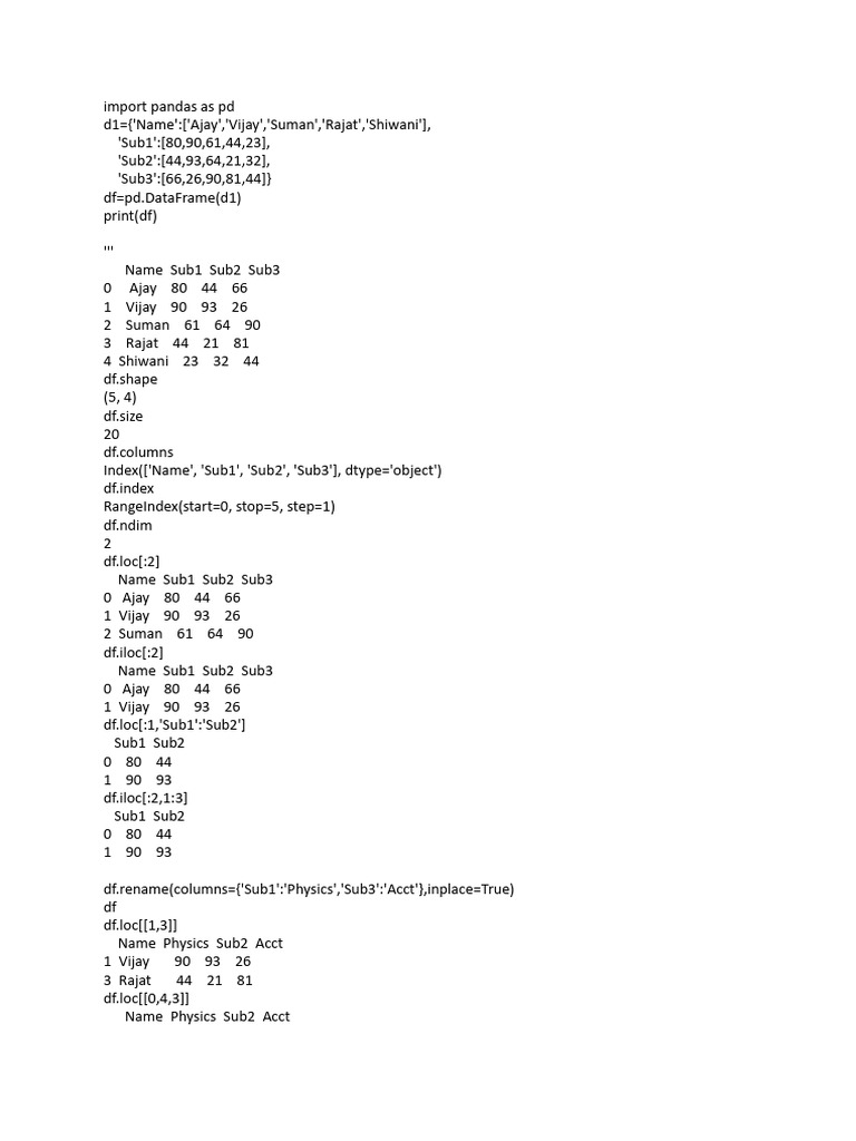 Pandas DataFrame Operations Guide | PDF