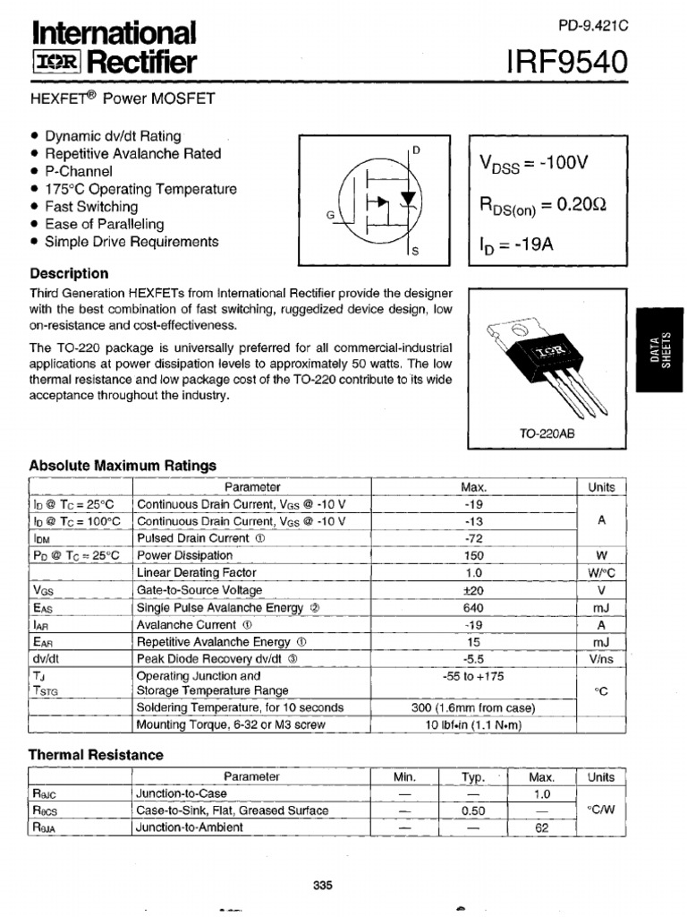 Irf 9540 | PDF