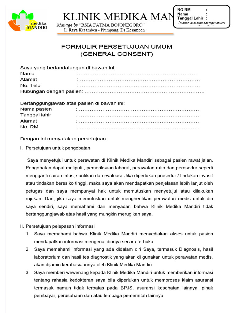 Form GC Klinik | PDF | Pengembangan Diri | Kesehatan Holistik