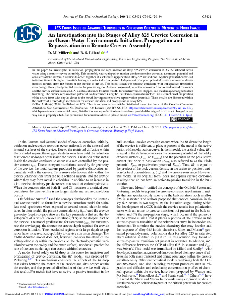 Miller, Lillard - 2019 - An Investigation Into | PDF | Corrosion ...