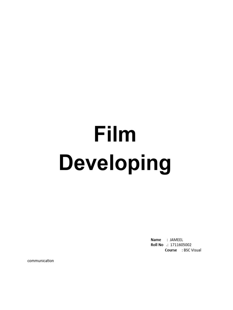 Photographic Film Developing | PDF | Imaging | Photography Equipment