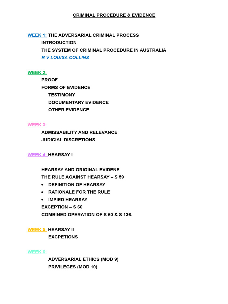 Criminal Procedure and Evidence Full-Semester-Notes | Download Free PDF ...