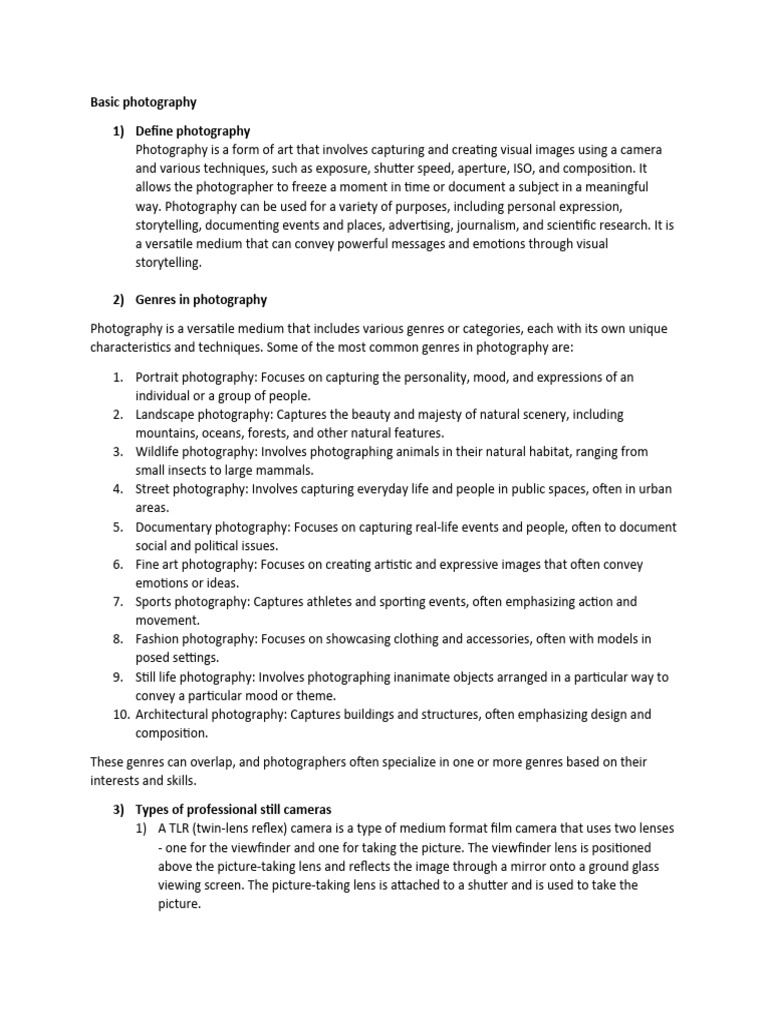 Basic Photography Course | PDF | Shutter Speed | Camera
