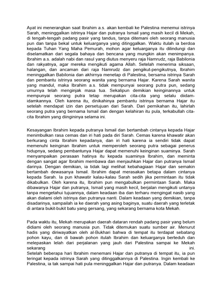 Kisah Ibrahim, Hajar, dan Zamzam | PDF