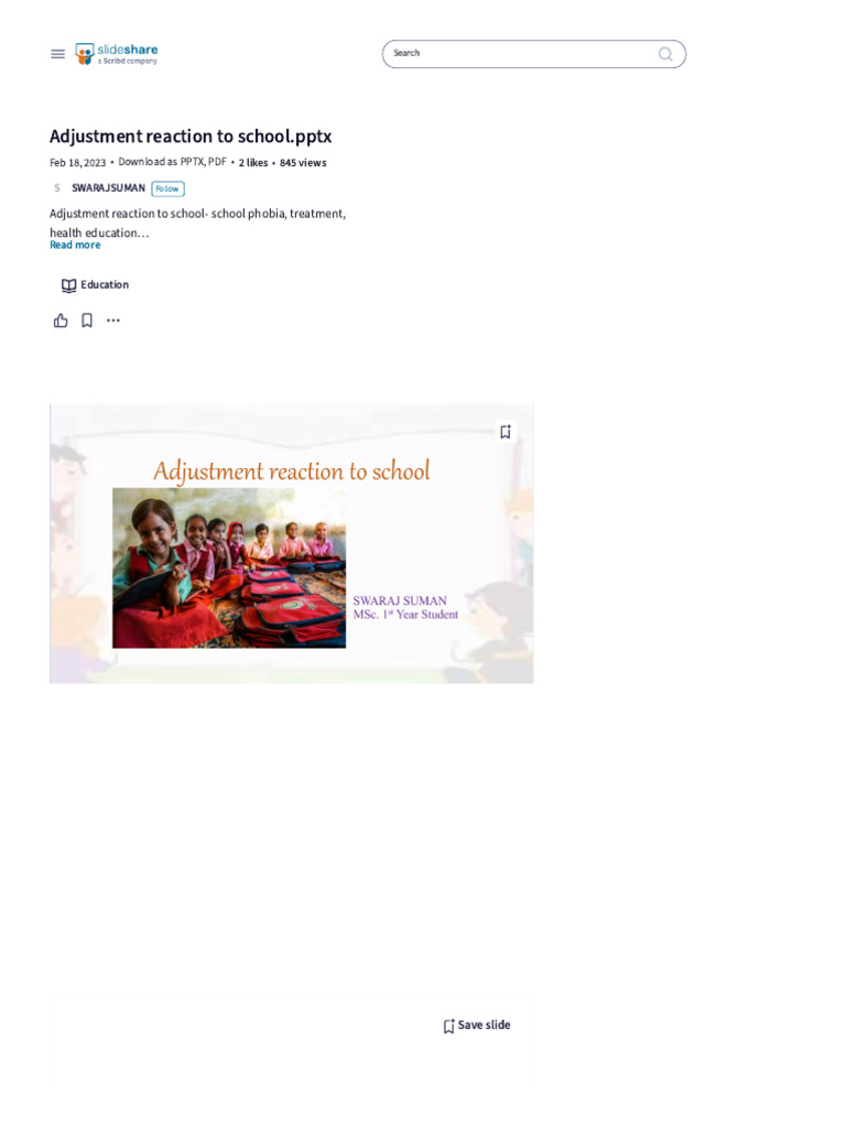 Adjustment Reaction To School | PDF | Psychotherapy | Mental Disorder