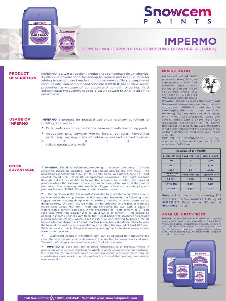 Impermo | PDF | Cement | Concrete