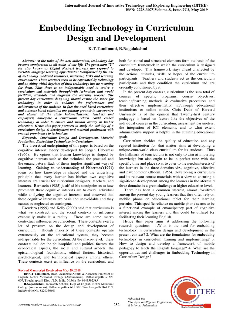 Embedding Curriculum Pdf Learning Pedagogy