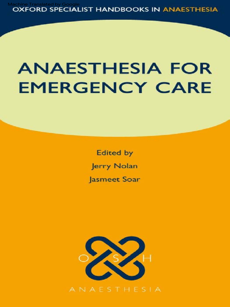 Anaesthesia For Emergency Care TR | PDF