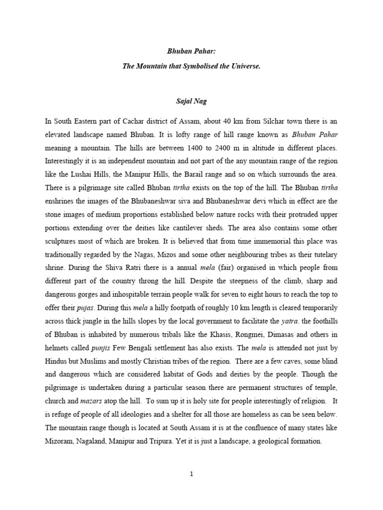 Bhuban Pahar: Sacred Mountain of Assam | PDF