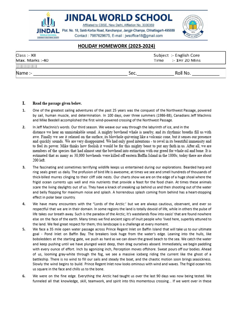 HHW Xii Science | PDF | Poetry | Northwest Passage HHW Xii Science | PDF | Poetry | Northwest Passage