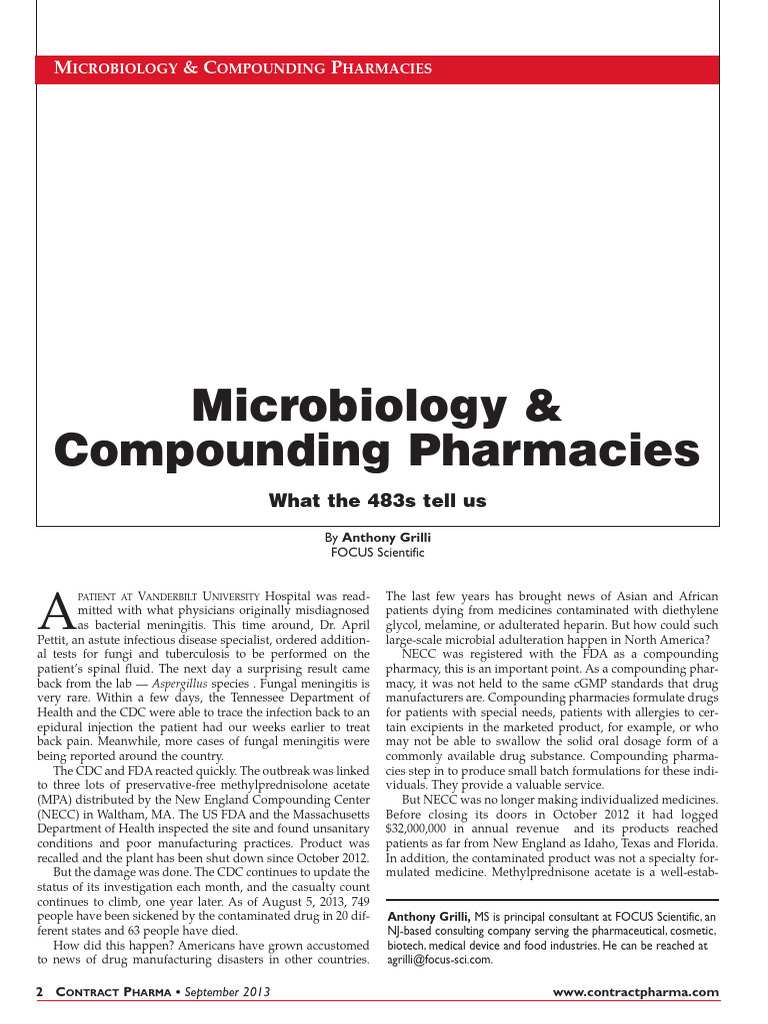 Grilli Microbiology and Compounding Pharmacies | PDF | Pharmacy | Sterilization (Microbiology)