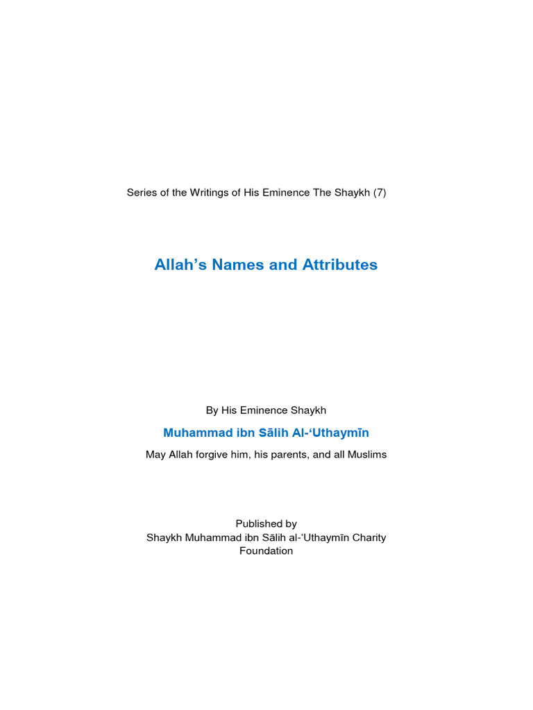 Understanding Allah's Names and Attributes | PDF | God In Islam | Tawhid