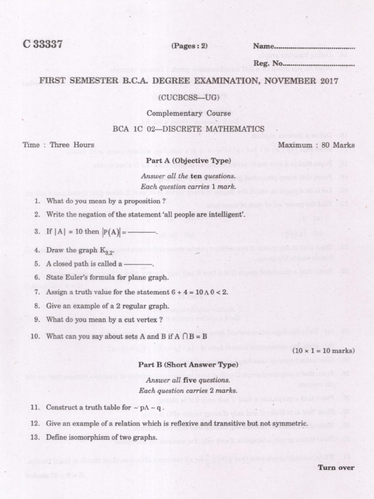 Discrete Mathematics 2017 | PDF