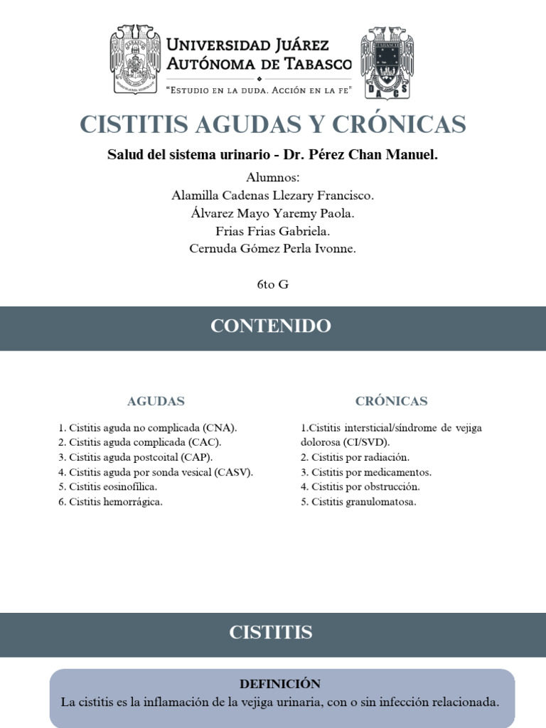 Cistitis Aguda y Crónica | PDF | Infección del tracto urinario | Urología