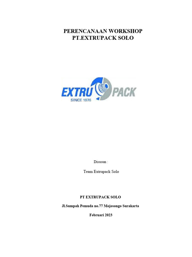 Rencana Workshop CNC Extrupack | PDF