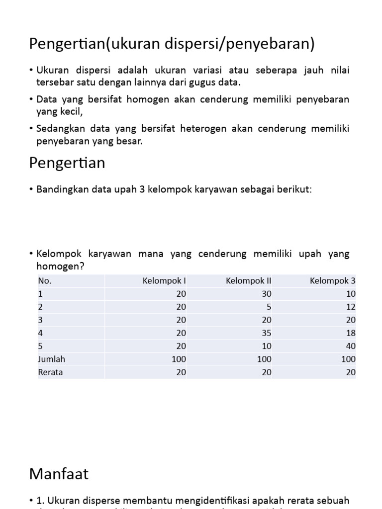 Ukuran Dispersi: Definisi dan Jenisnya | PDF