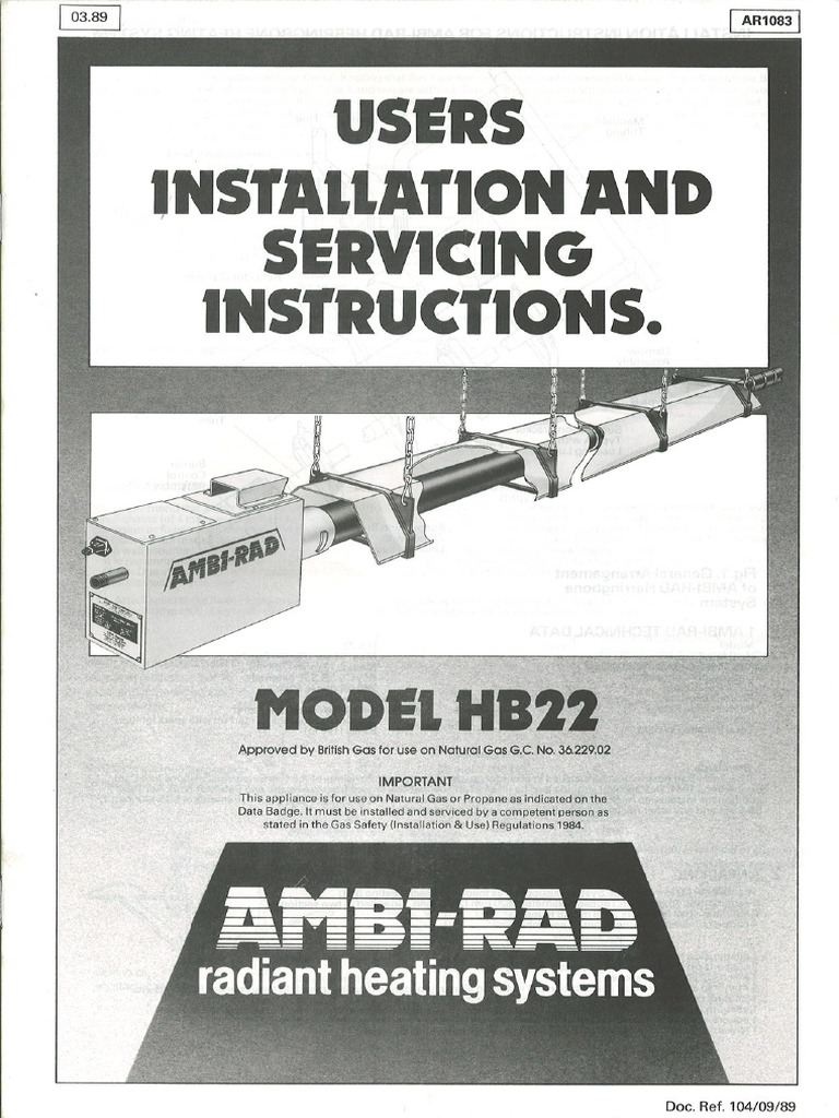 AmbiRad, HB, Installation Manual HB22, en 1989, 104-09-89 | PDF