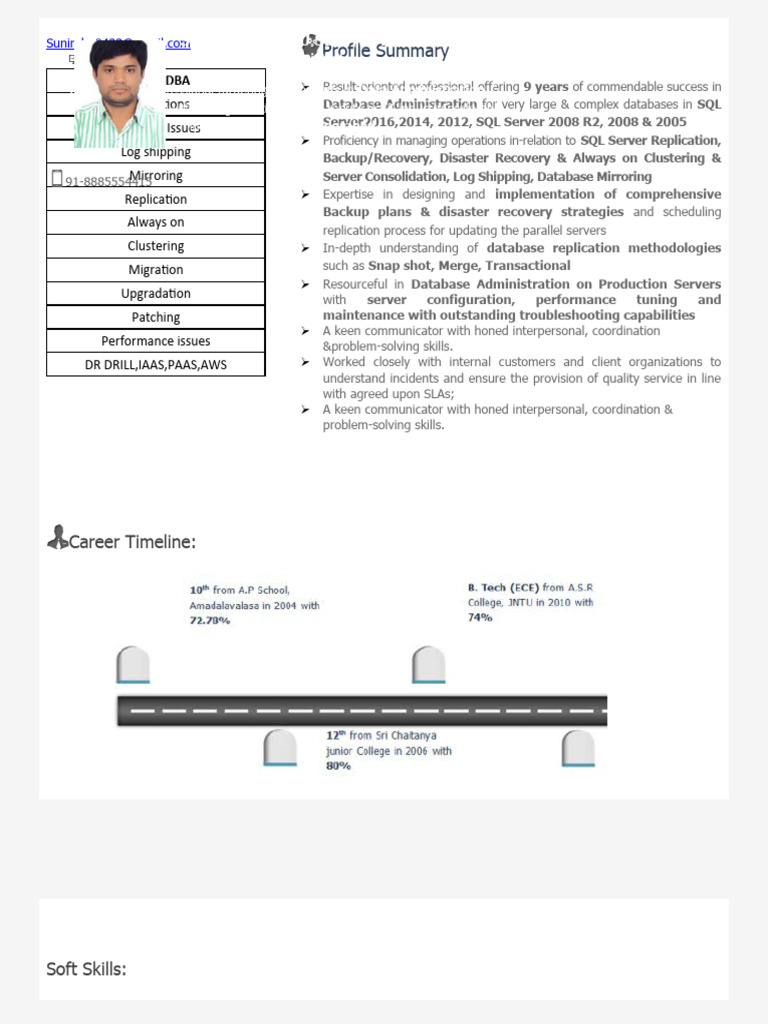 Profile Summary: Sunindra Babu Seepana | PDF | Databases | Microsoft Sql Server
