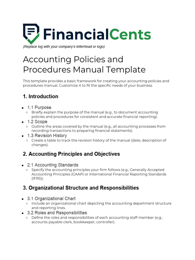 Accounting Policies Manual Template | PDF | Financial Statement ...