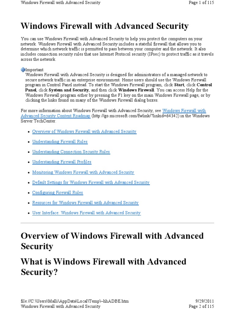 Windows Security With Advanced Security | PDF | Firewall (Computing ...