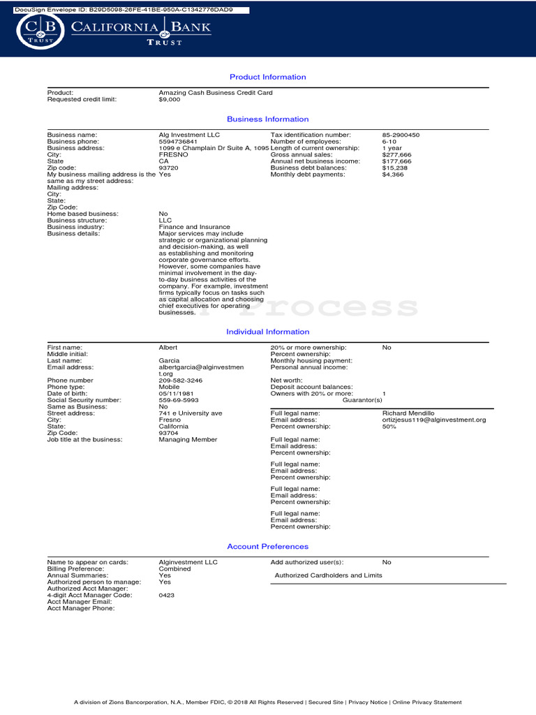 Business Credit Card Application Details | PDF | Credit Card | Annual ...