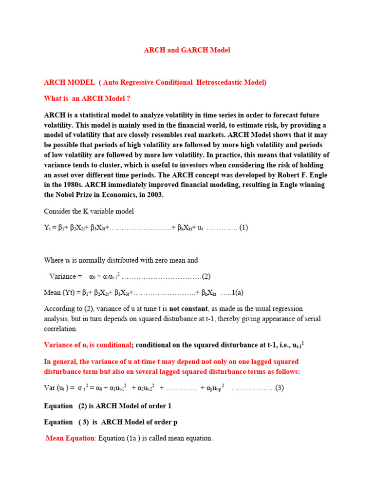 Write Up On A RCH and GARCH Model | PDF | Errors And Residuals | Variance