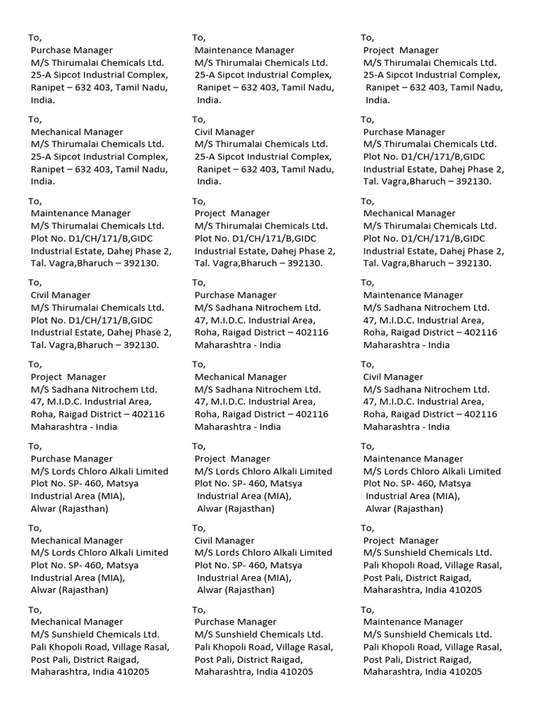 Sample Address - Copy 186 | PDF | South India | Tamil Nadu