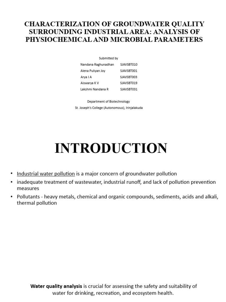 Groundwater Quality Analysis Near Industry | PDF | Water Pollution | Water