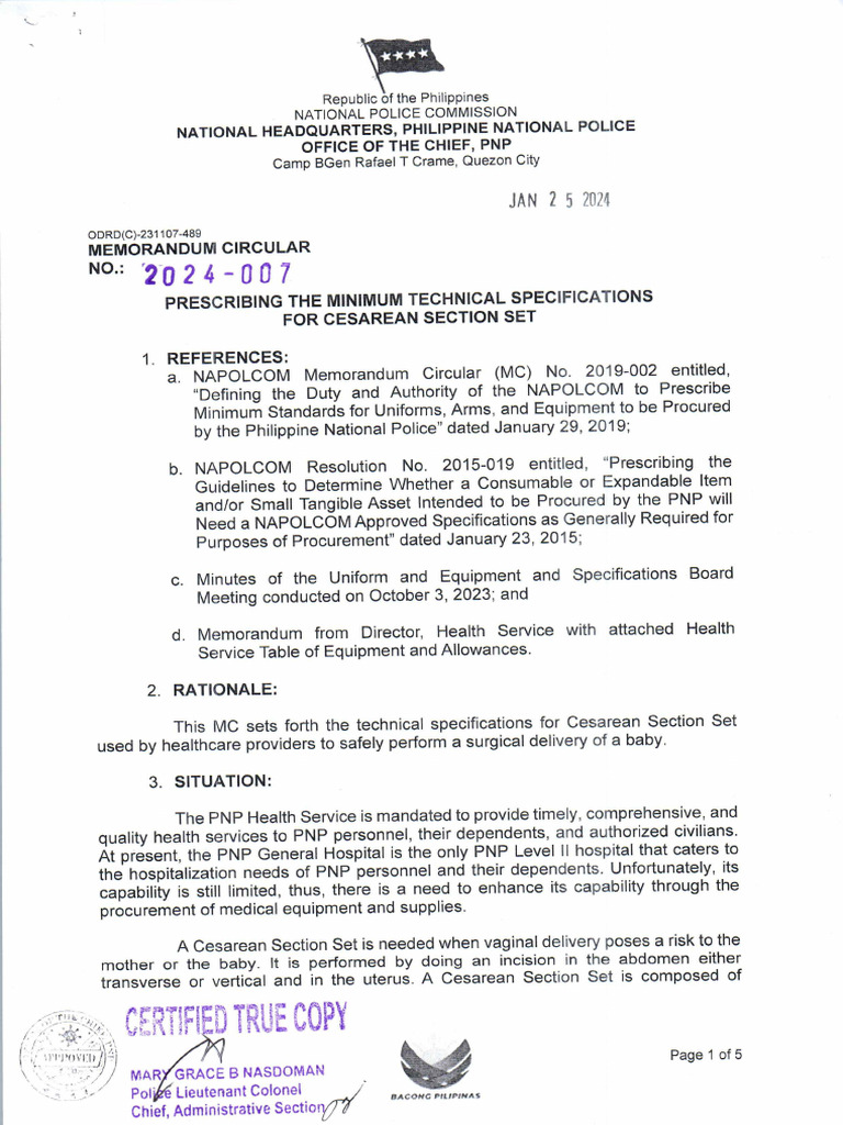 PNP MC 2024 007 Prescribing The Minimum Technical Specifications For ...