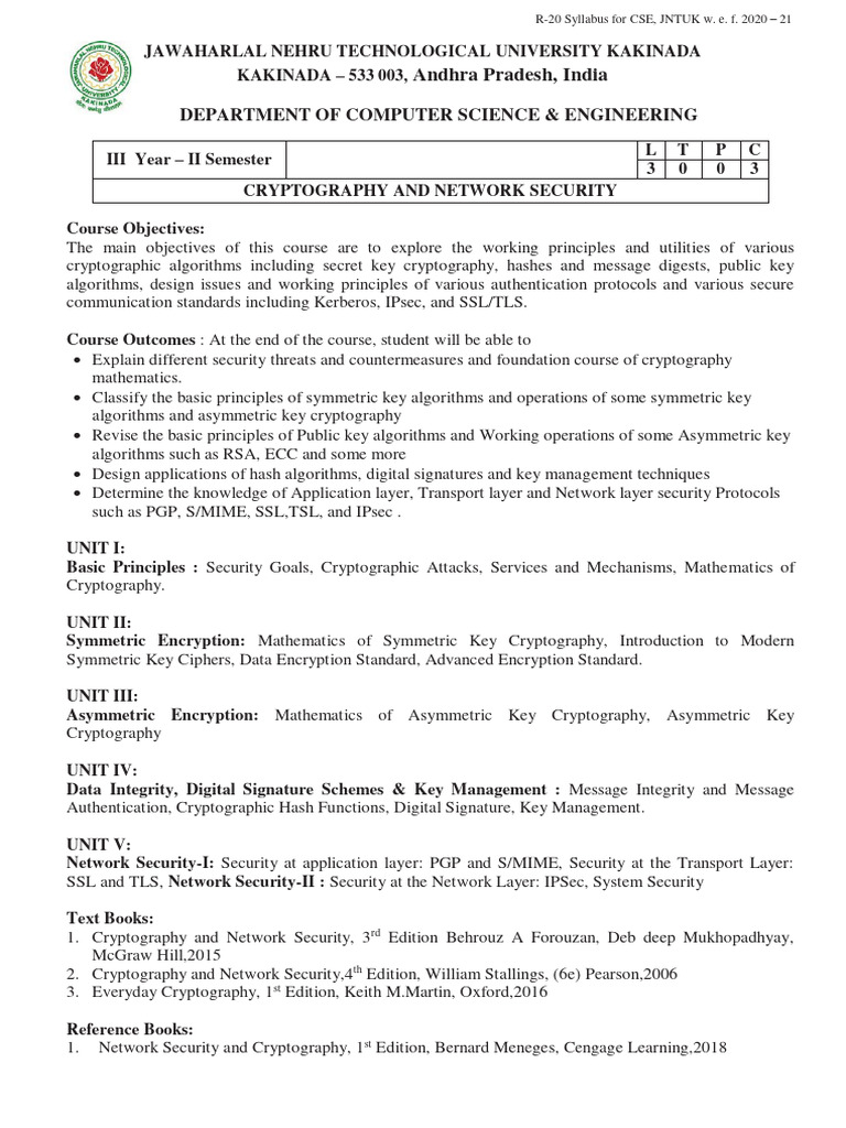Cns Syllabus | PDF | Cryptography | Public Key Cryptography Cns Syllabus | PDF | Cryptography | Public Key Cryptography