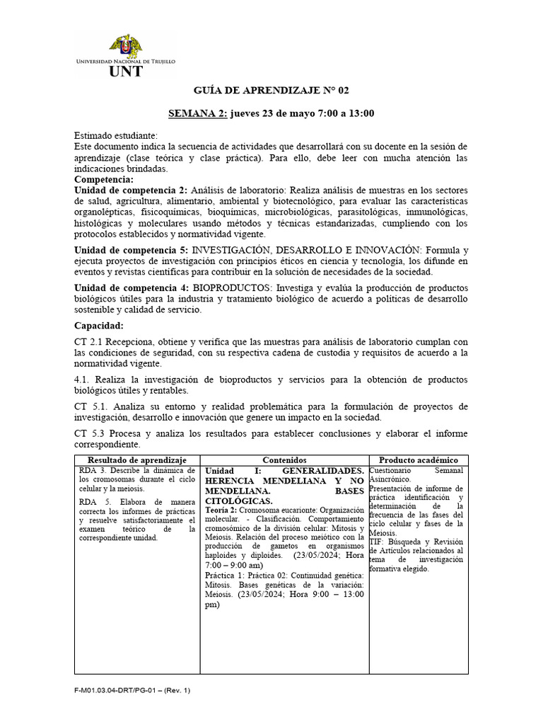 Guía de Aprendizaje 02 Grupo B | Descargar gratis PDF | Mitosis | Biología
