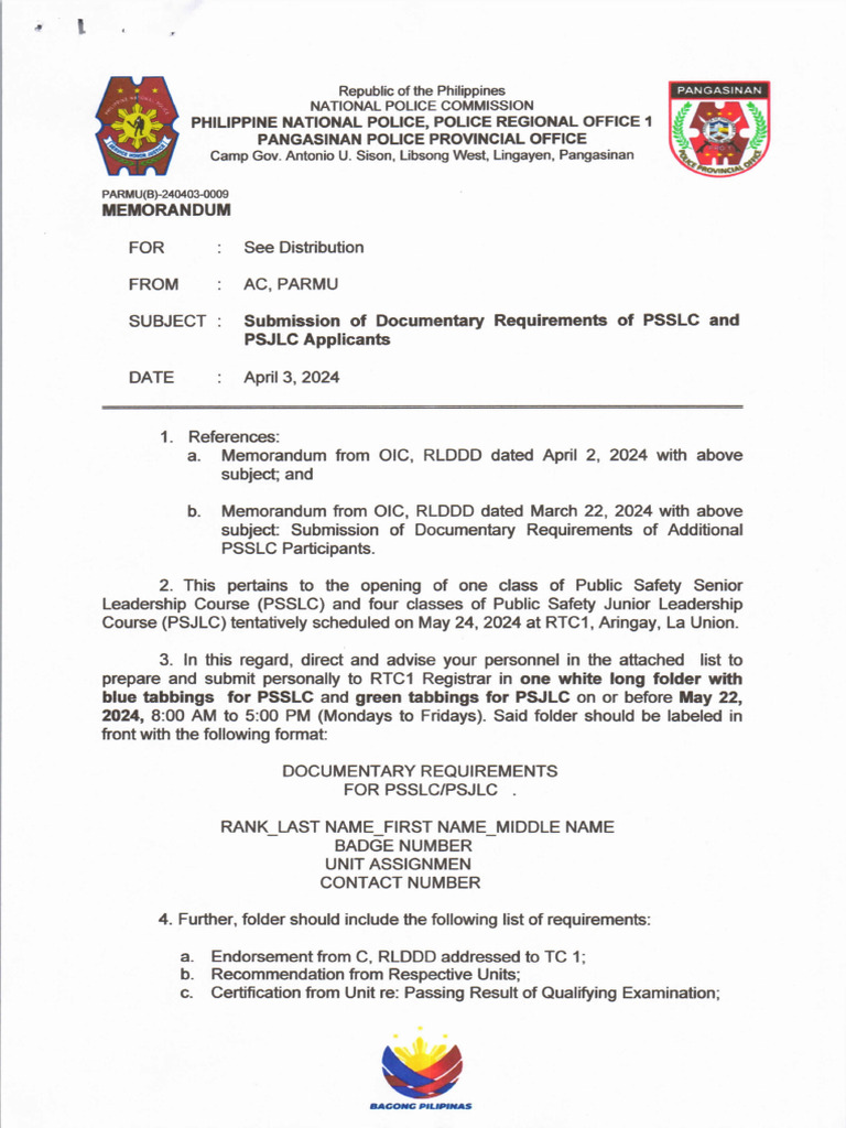 #21 Submission of Documentary Requirements of PSSLC and PSJLC ...