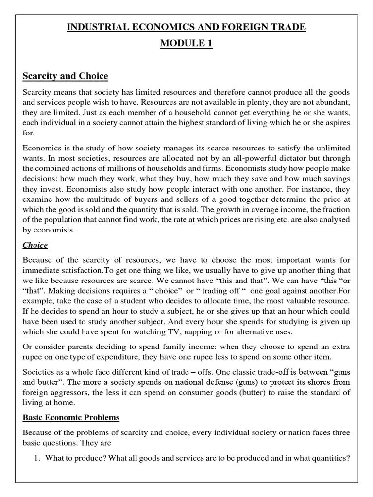 Module 1 Notes - IEFT | PDF | Supply (Economics) | Demand