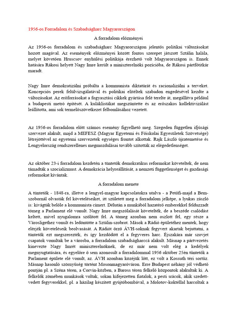 Az 1956-Os Forradalom | PDF
