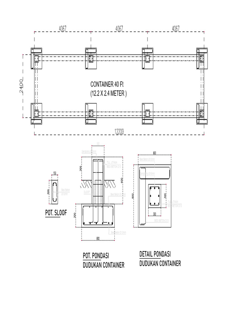 Detail Pondasi Umpak Kontainer | PDF