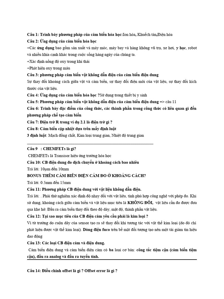 Câu hỏi ôn tập CNCB - ver2 | PDF