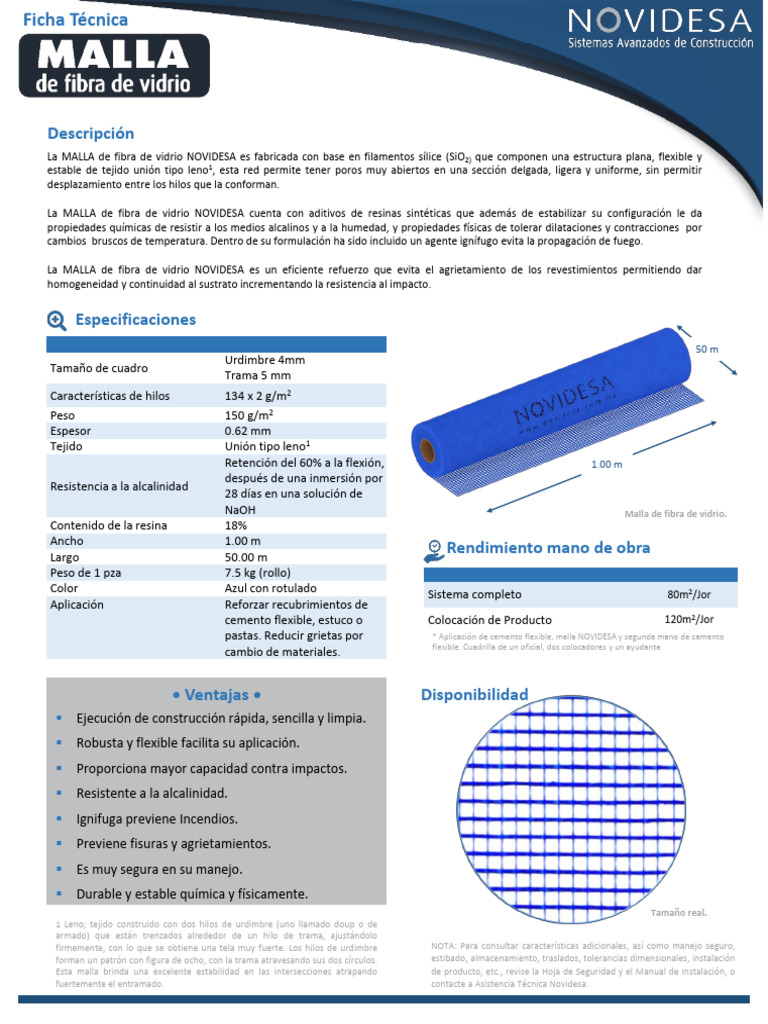 Ficha tecnica Malla | Descargar gratis PDF | Textiles | Cemento