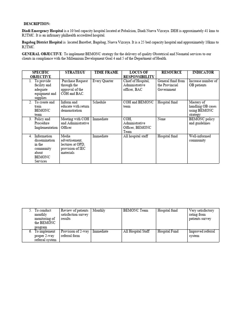 Action Plan DEH BDH | PDF | Hospital | Health Sciences
