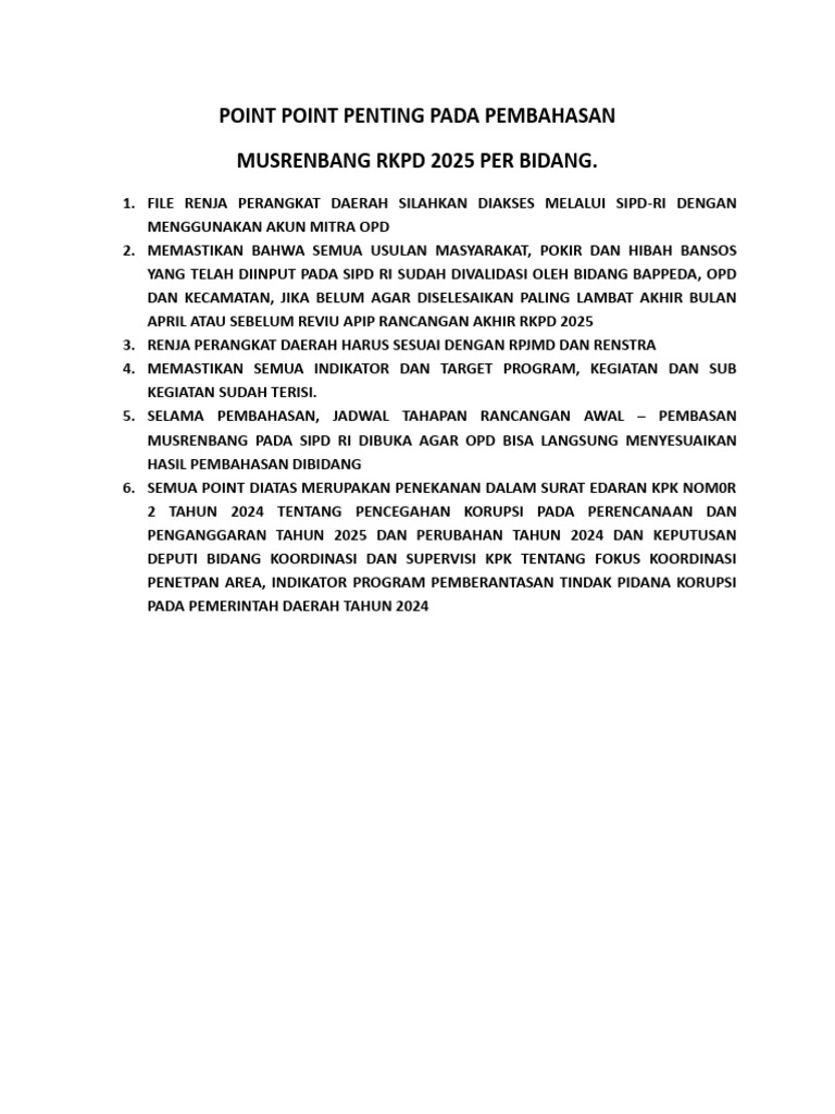 Pentingnya Musrenbang RKPD 2025 | PDF | Pengelolaan Keuangan & Uang