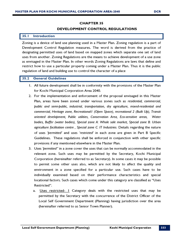 Kochi Master Plan Zoning Regulations | Download Free PDF | Zoning ...