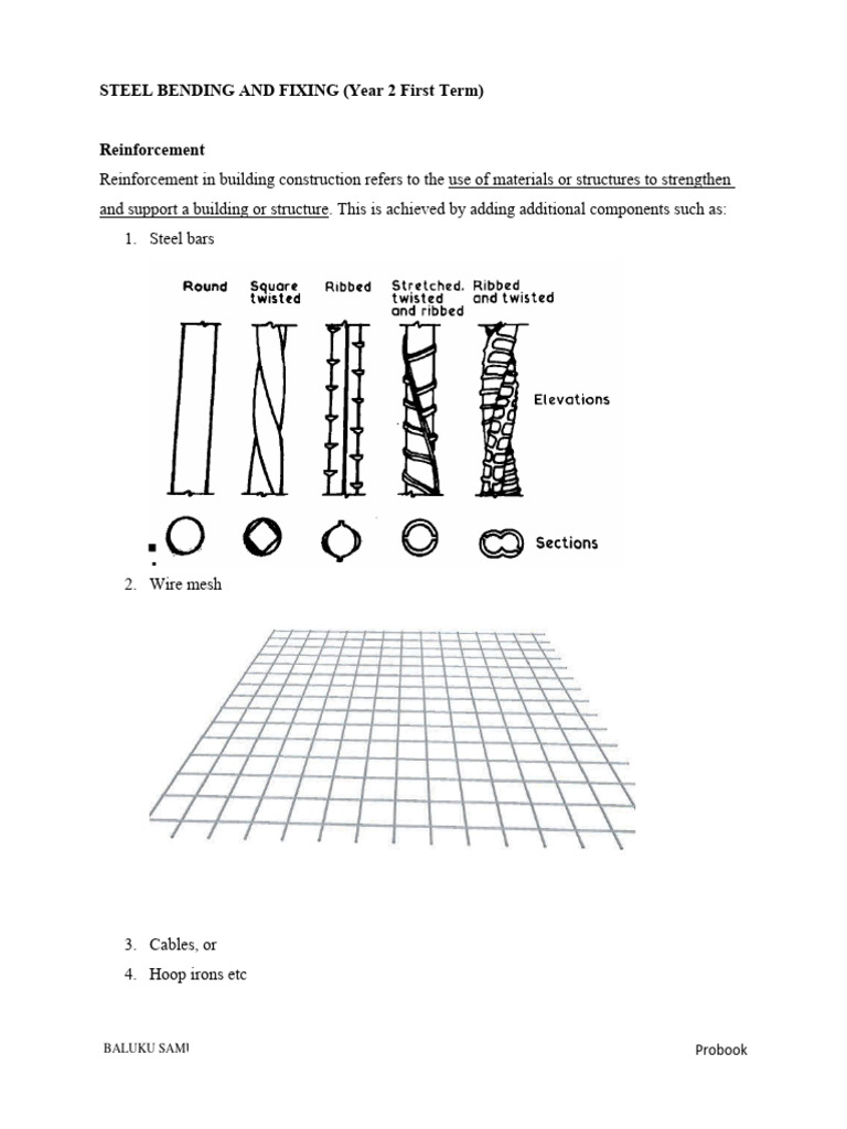 Steel Bending and Fixing Notes | PDF | Concrete | Structural Engineering