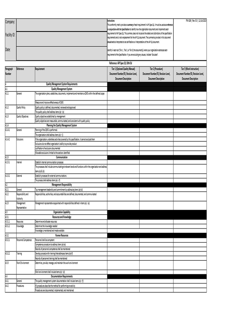 Company: Facility ID:: Instructions | PDF | Specification (Technical Standard) | Verification ...