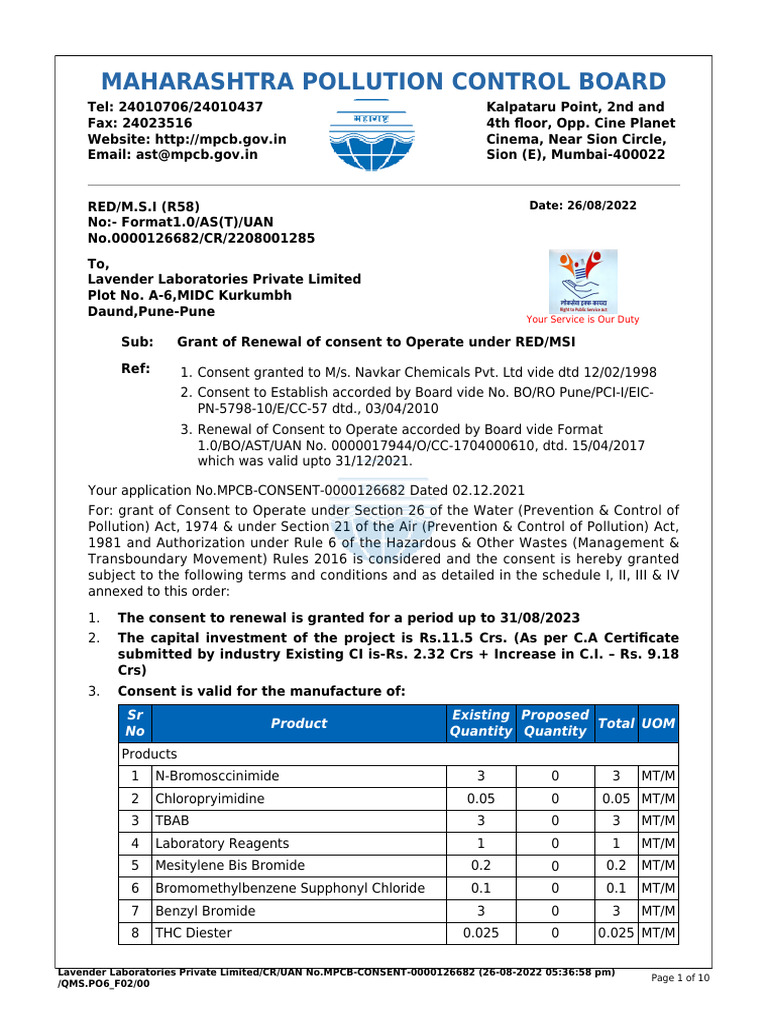 Maharashtra Pollution Control Board: SR No Product Existing Quantity ...