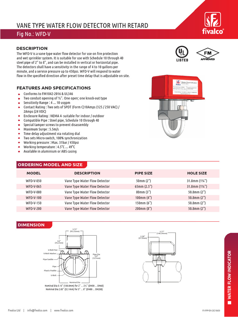 4.3. Flow Switch WFD-V - Water Flow Detector (WFD-V) | PDF | Pipe ...