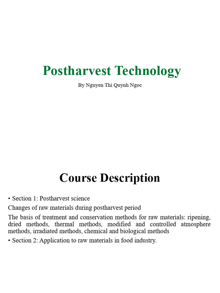 Lec 1 - Postharvest Technology-An Introduction | PDF | Postharvest ...